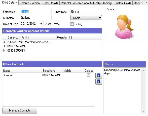 KinderSoft - Child Details